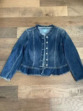 CeCe | Jackets & Coats | Cece Dark Blue Denim Peplum Jacket | Poshmark